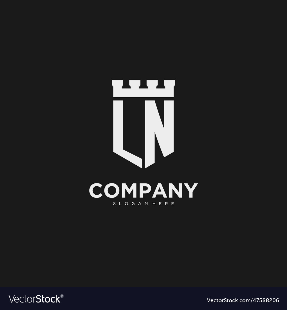Initials ln logo monogram with shield Royalty Free Vector