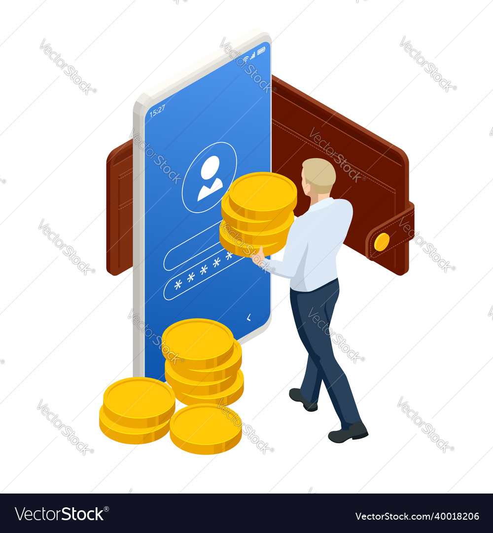 Isometric online payment e-transfer digital Vector Image