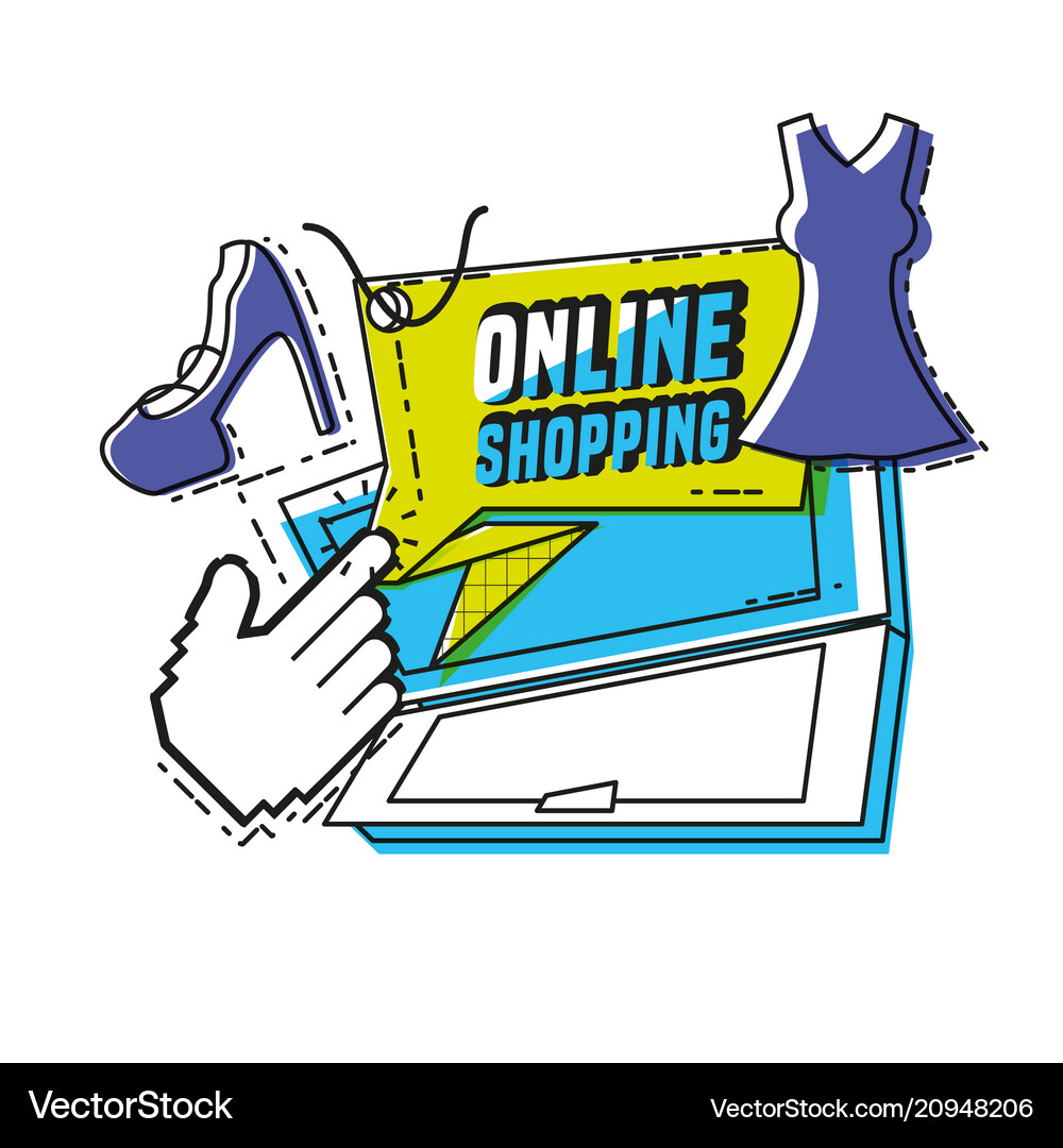 Laptop computer with shopping online concept Vector Image