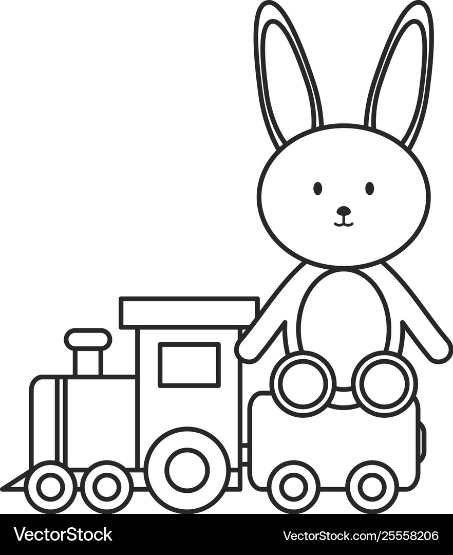 Little train with bunny toys Royalty Free Vector Image