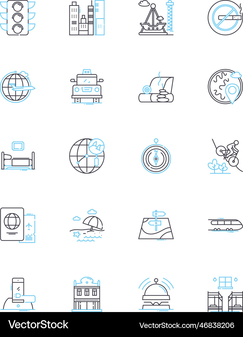 Lively entertainment linear icons set vibrant Vector Image
