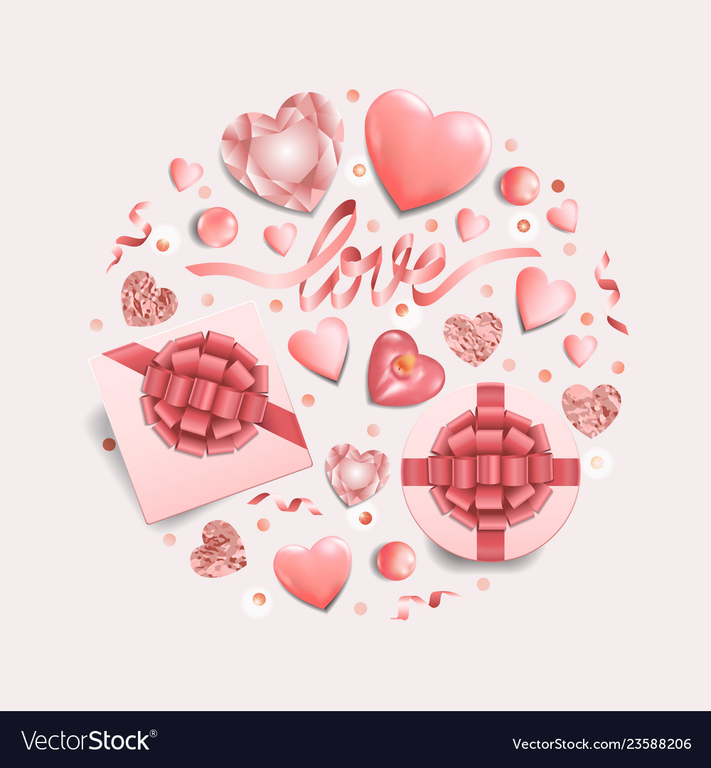 Pink objects round pattern for romantic holidays Vector Image