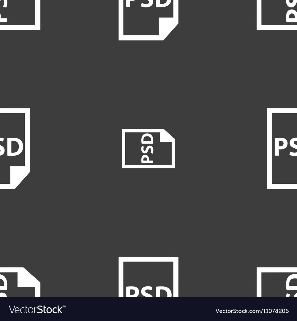 Psd icon sign seamless pattern on a gray Vector Image