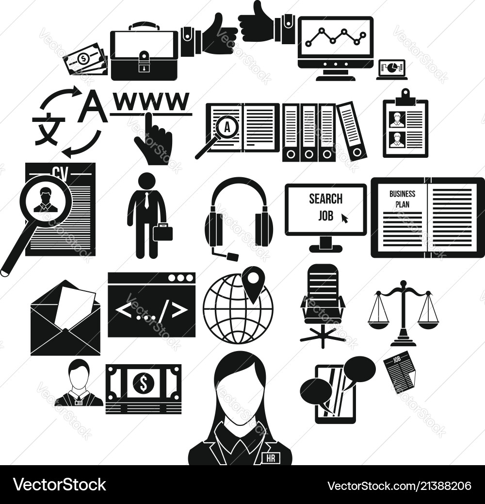 Satisfaction icons set simple style Royalty Free Vector