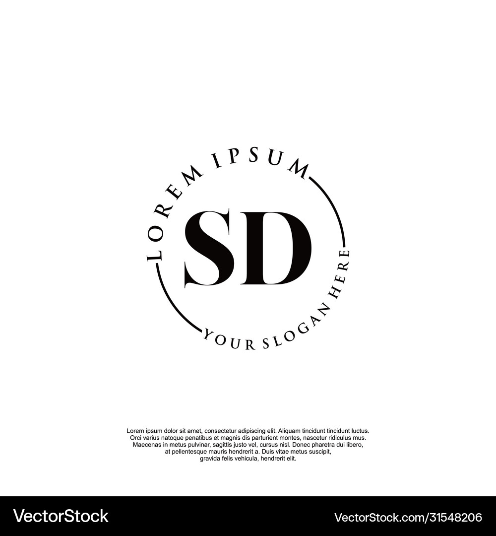 Sd initial handwriting logo design Royalty Free Vector Image