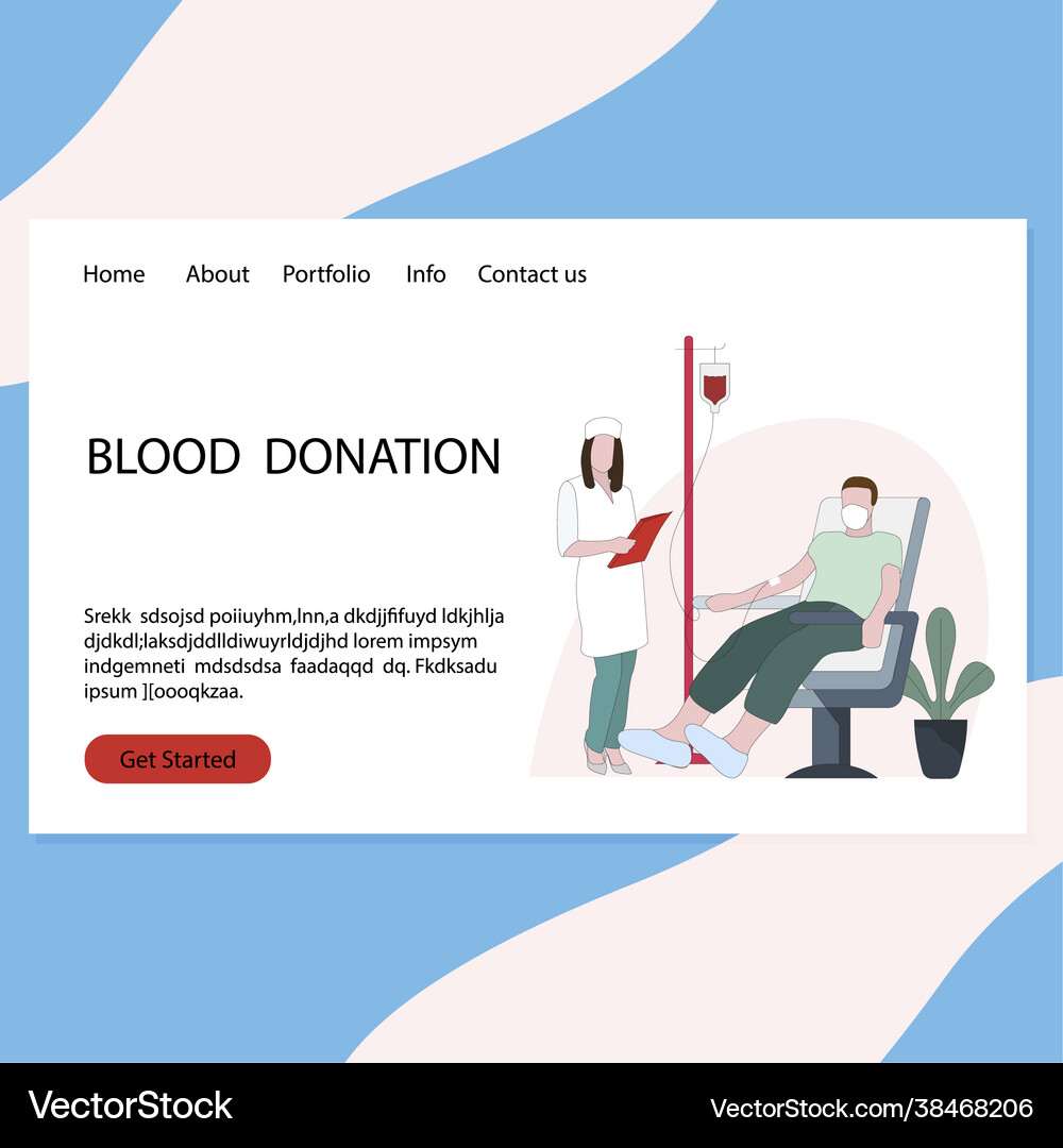 Service blood donation web page nurse collects Vector Image