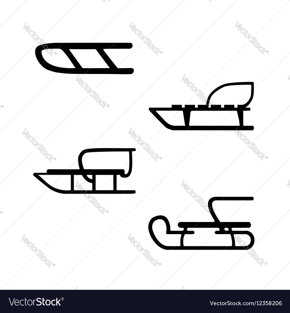 Sled hand drawn set of four sleds Royalty Free Vector Image