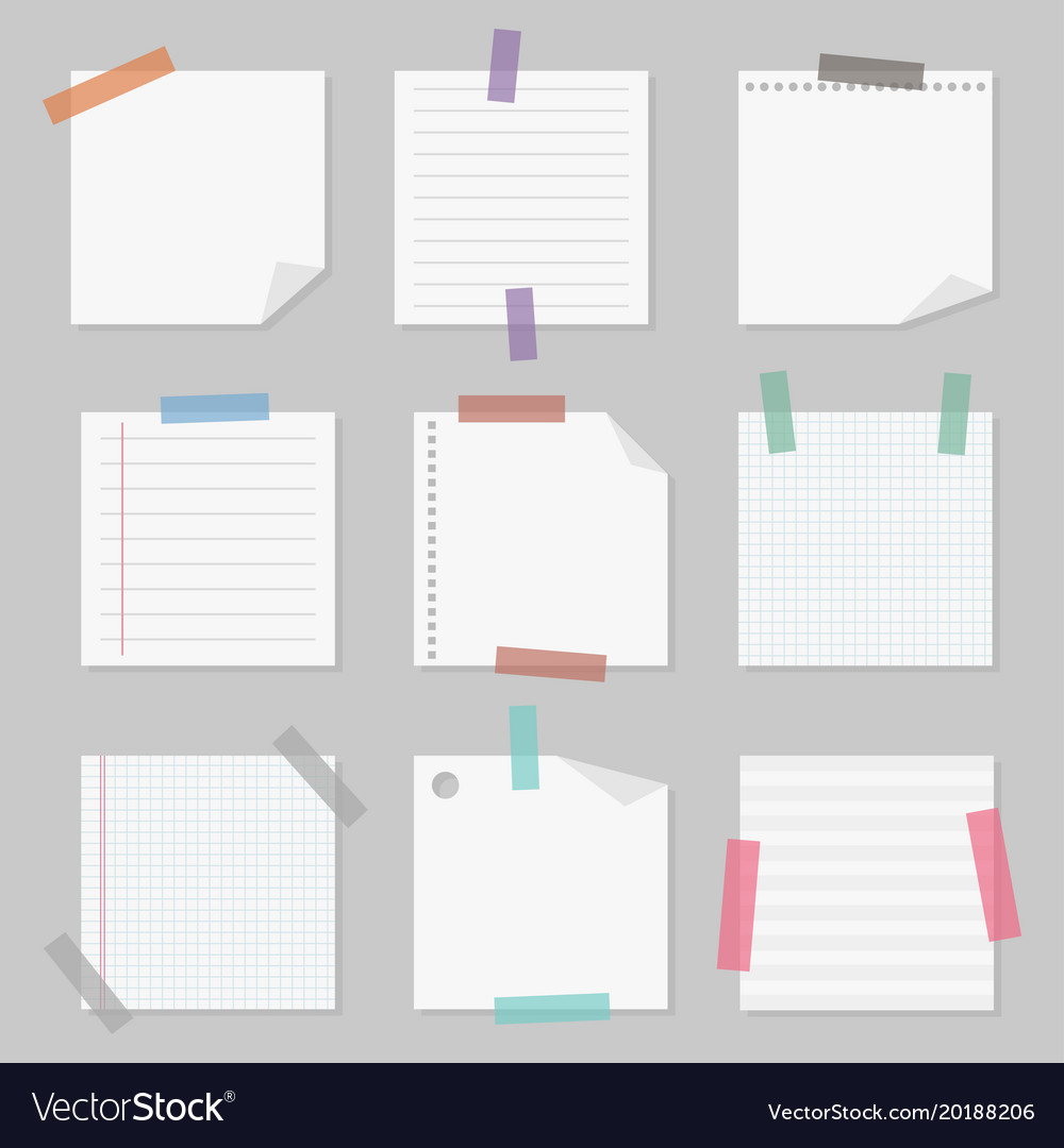 Sticky note paper set Royalty Free Vector Image