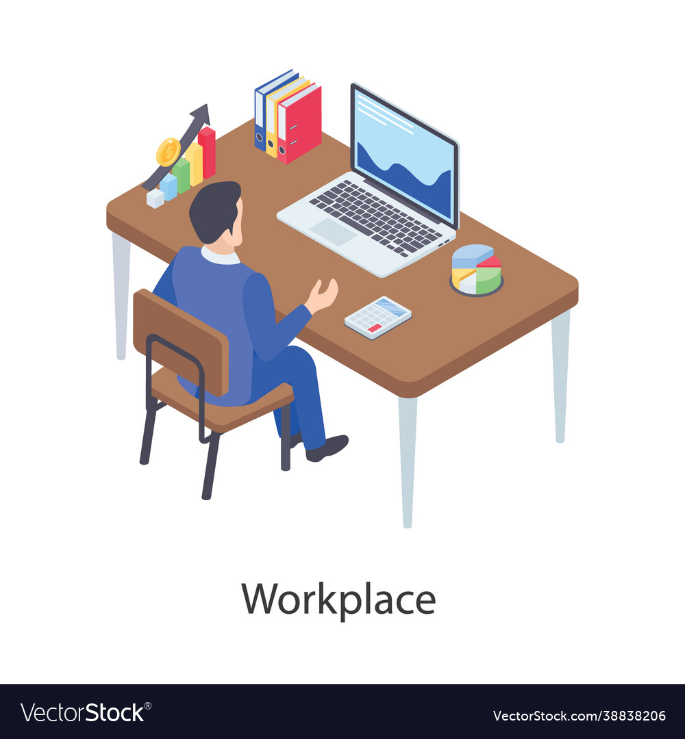 Workplace Isometric Royalty Free Vector Image Vectorstock