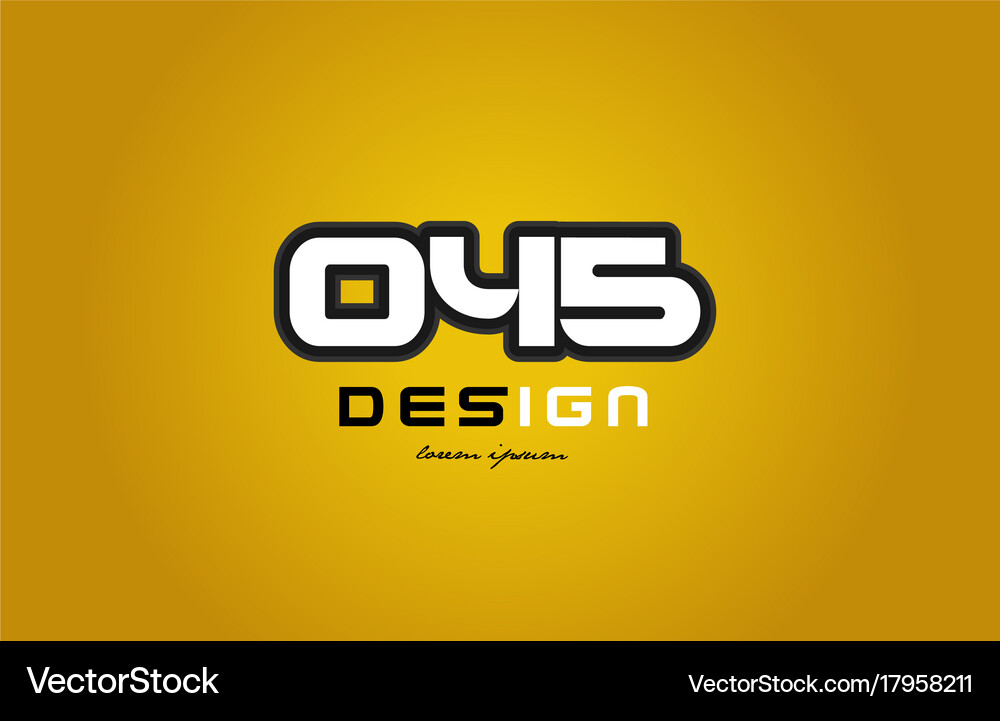 045 number numeral digit white on yellow Vector Image
