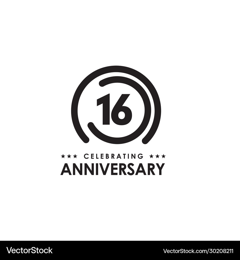16th year celebrating anniversary emblem logo Vector Image