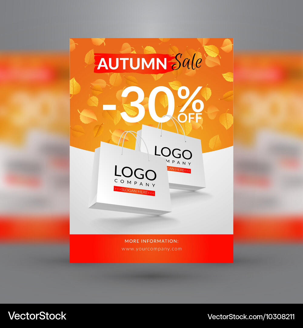 Autumn sale flyer template Royalty Free Vector Image