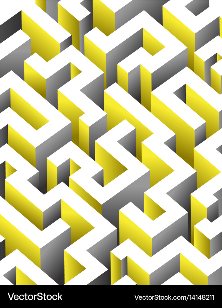 Black white and yellow maze labyrinth endless Vector Image