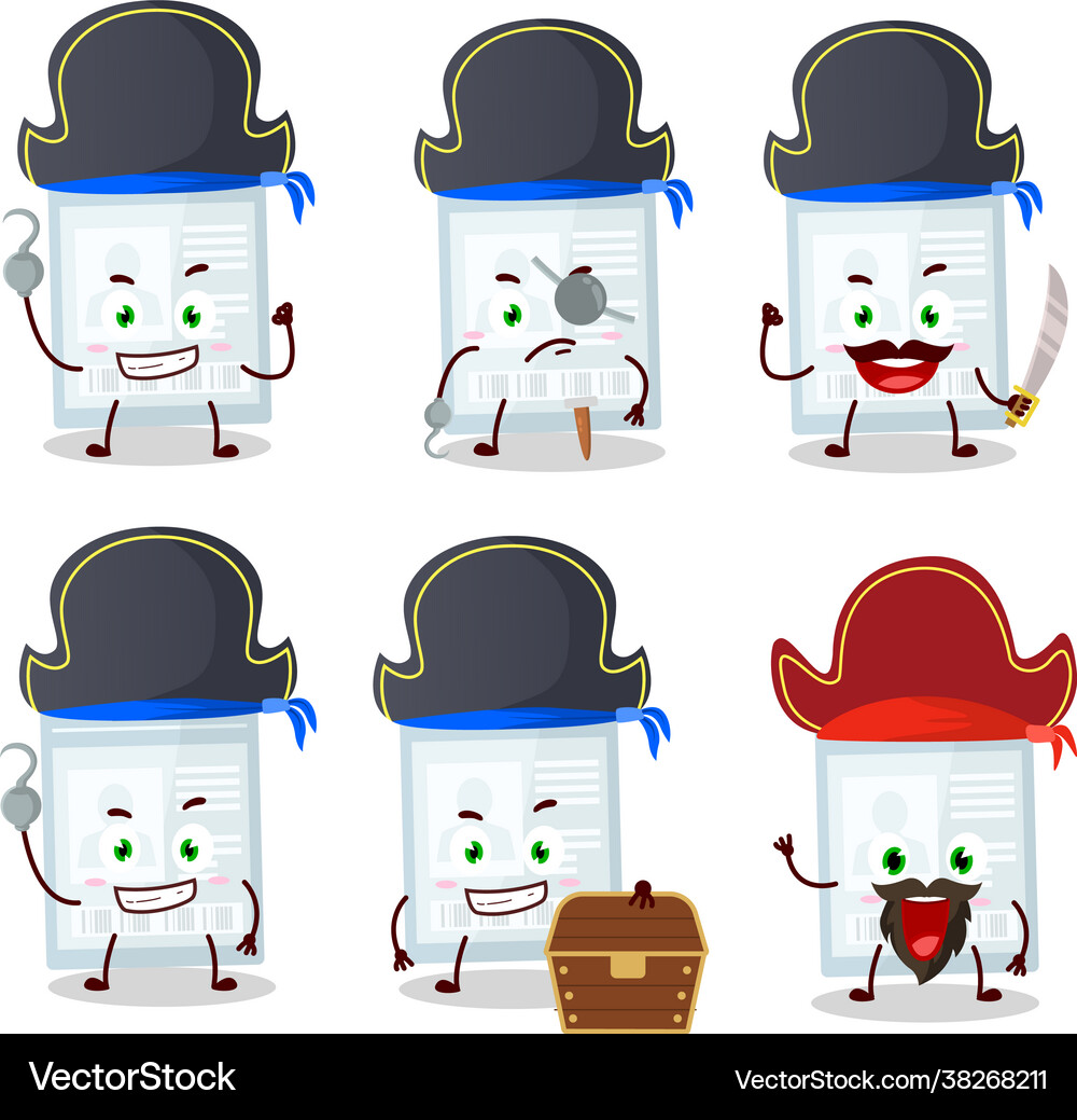 Cartoon character id card with various pirates Vector Image