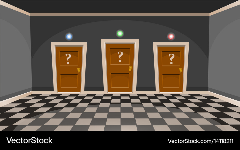 Cartoon choose a door concept empty room Vector Image