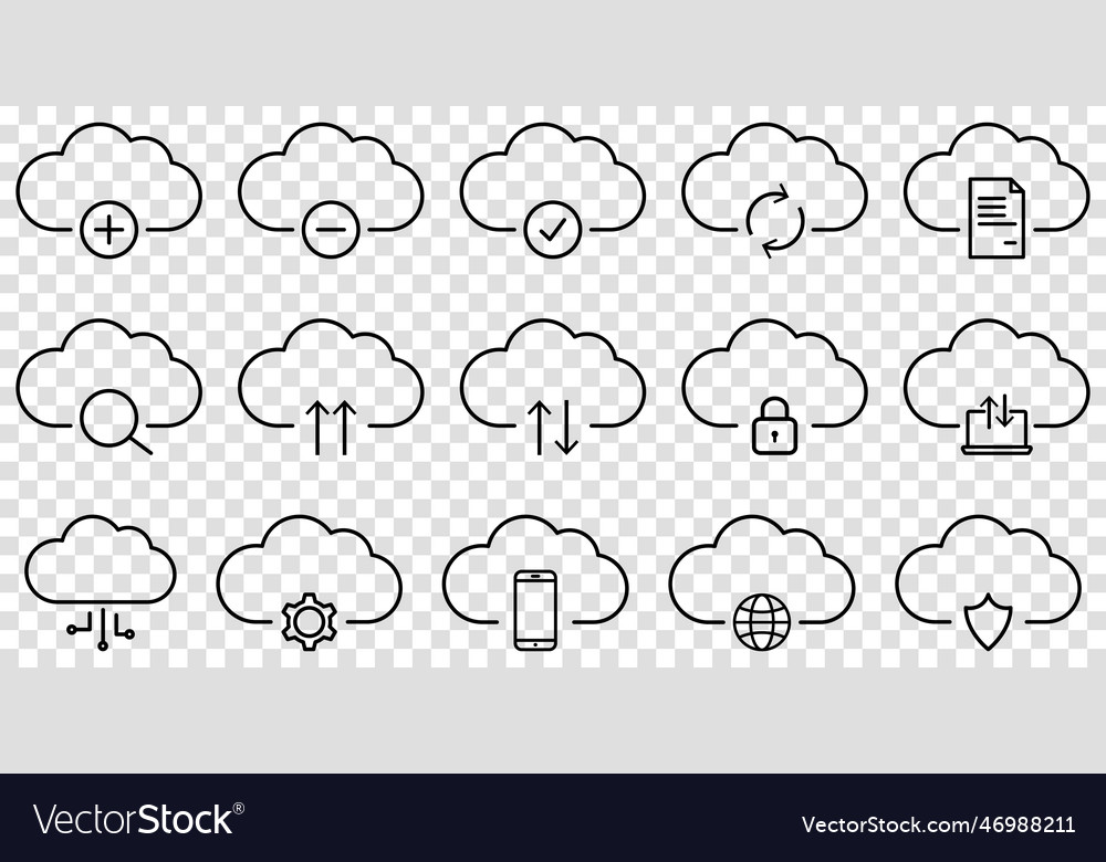 Cloud service and network line icons Royalty Free Vector