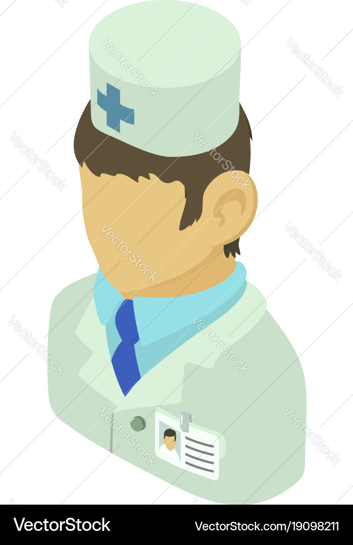 Doctor man asian icon isometric 3d style Vector Image