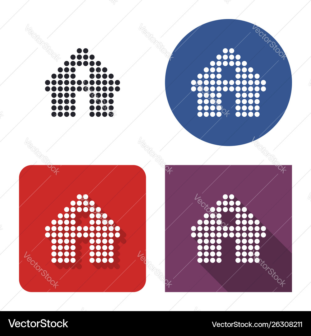 Dotted icon home in four variants with short Vector Image