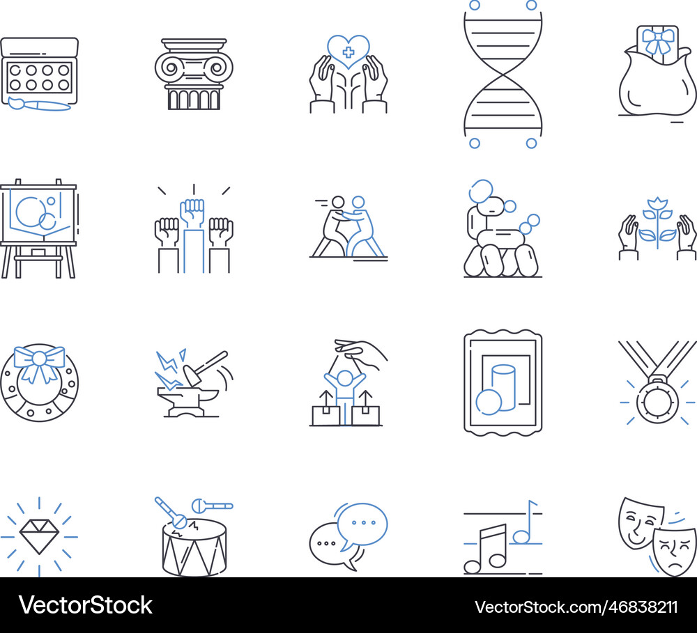 Entertainment line icons collection diversion Vector Image