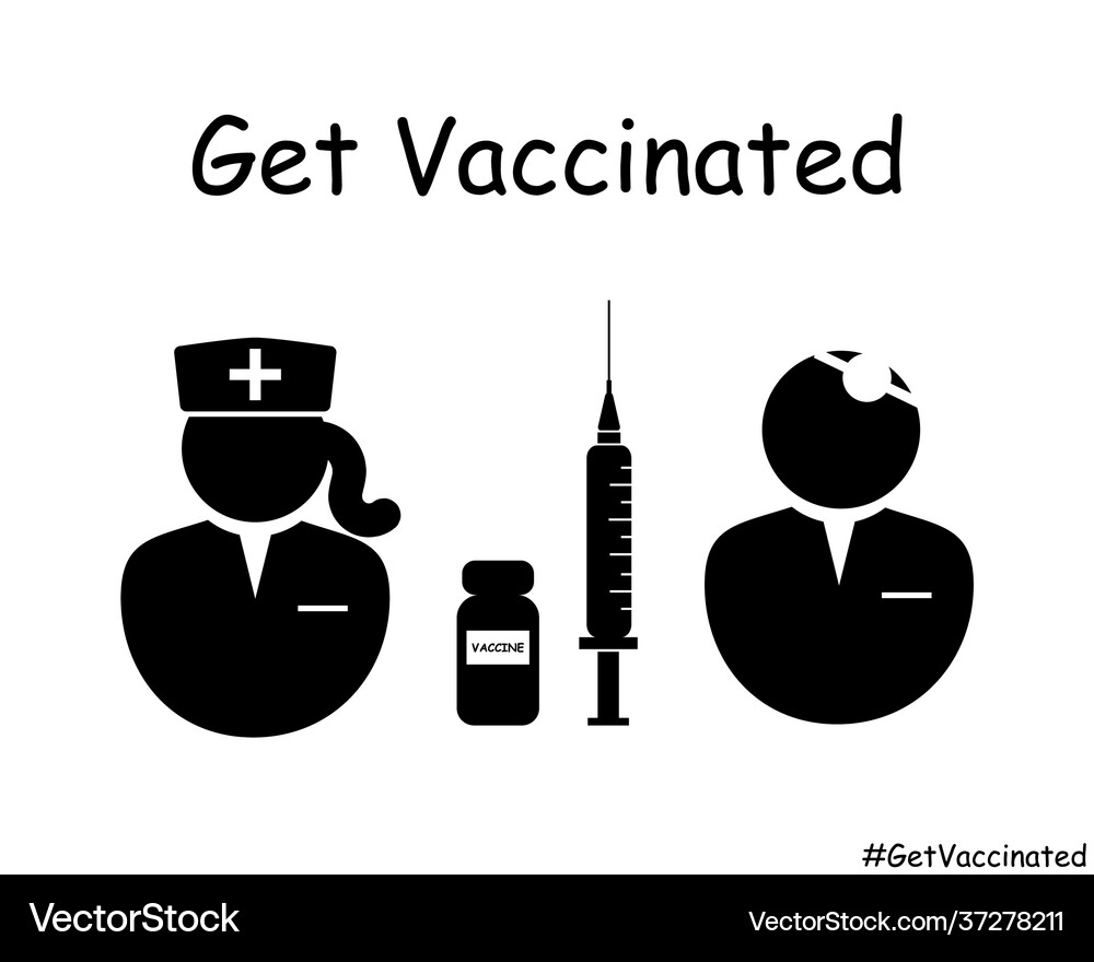 Get vaccinated doctor and nurse icon eps Vector Image