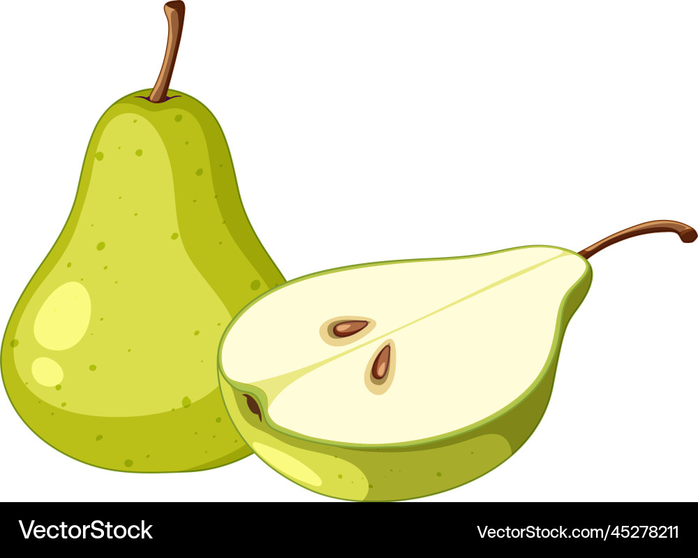 Green pear and half of pear Royalty Free Vector Image