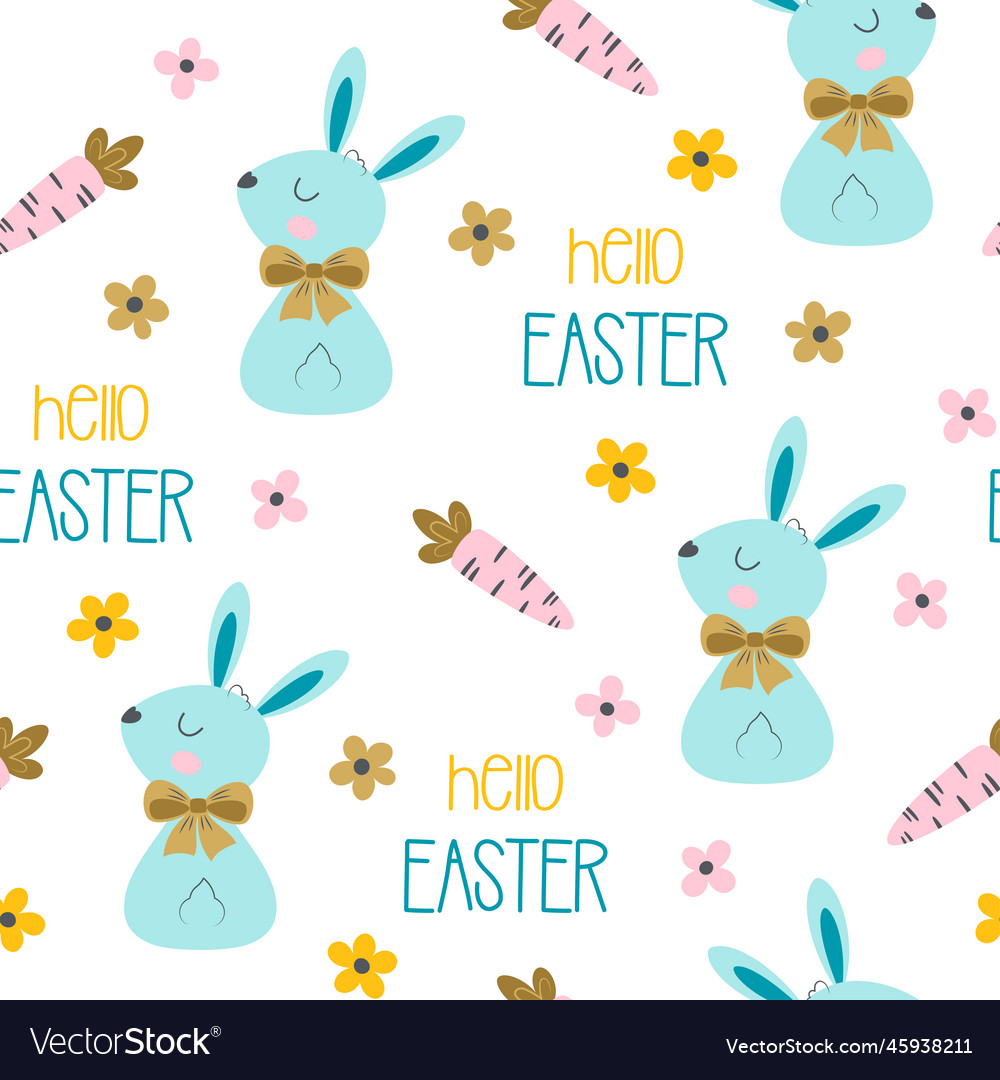 Happy easter seamless pattern with rabbit Vector Image