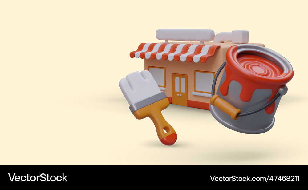 Household wall paint 3d shop building Royalty Free Vector