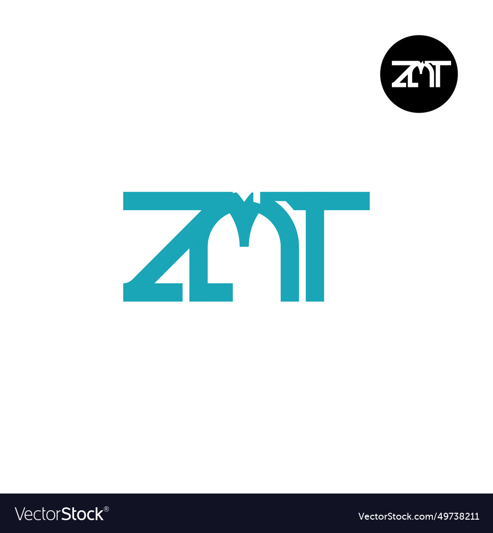 Letter zmt monogram logo design Royalty Free Vector Image