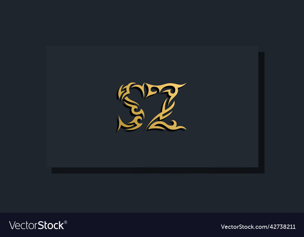 Luxury initial letters sz logo design Royalty Free Vector