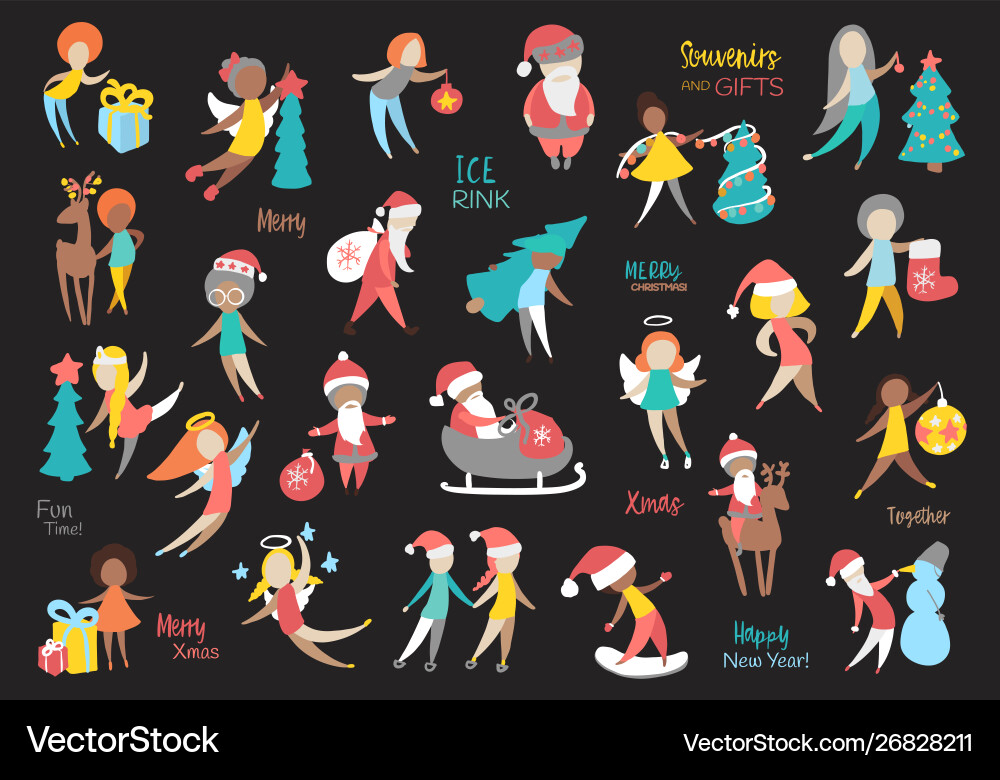 Merry christmas people icons Royalty Free Vector Image