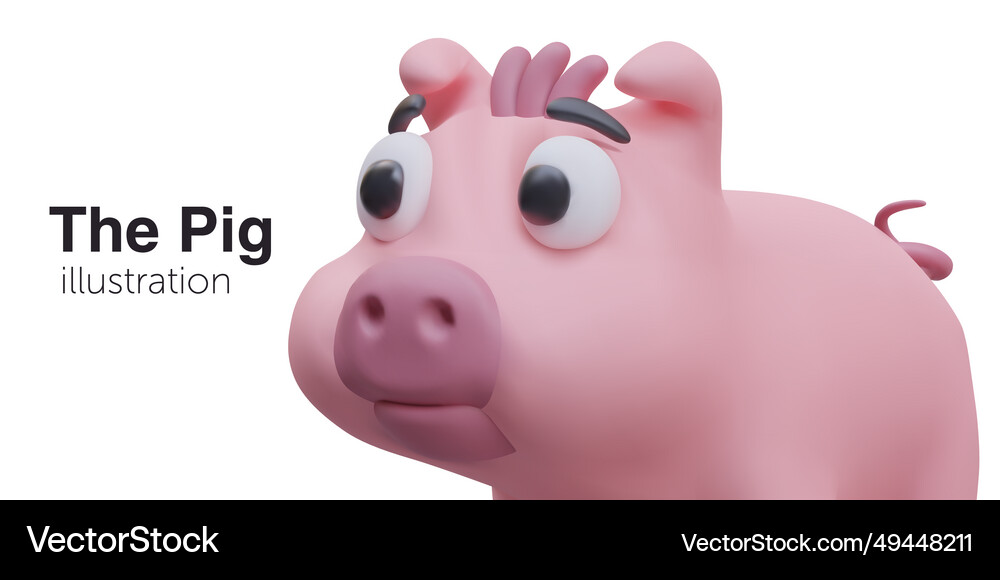 Realistic pink pig snout looking at text concept Vector Image