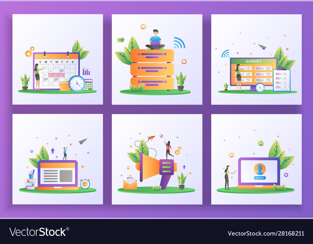 Set flat design concept planning schedule big Vector Image