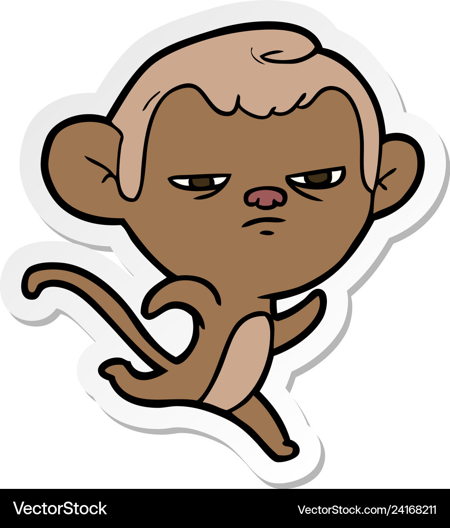 Sticker of a cartoon monkey Royalty Free Vector Image