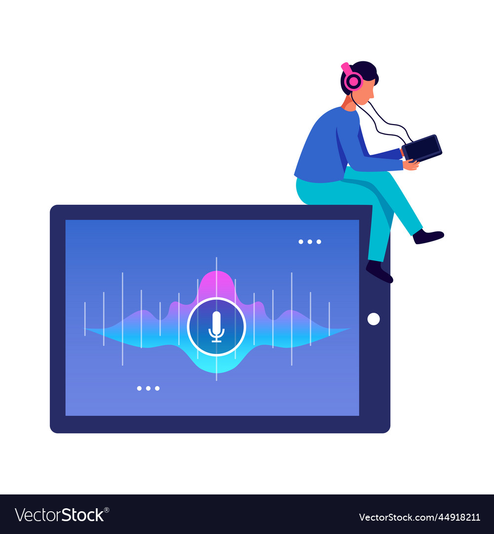 Tablet audio recording composition Royalty Free Vector Image