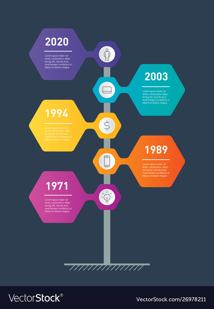 Vertical timeline info graphics development Vector Image