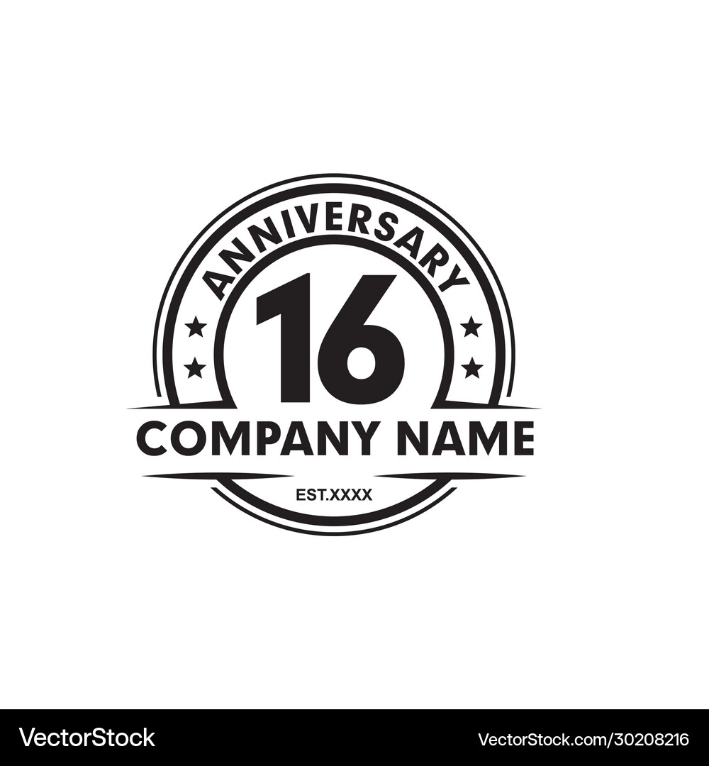 16th year celebrating anniversary emblem logo Vector Image