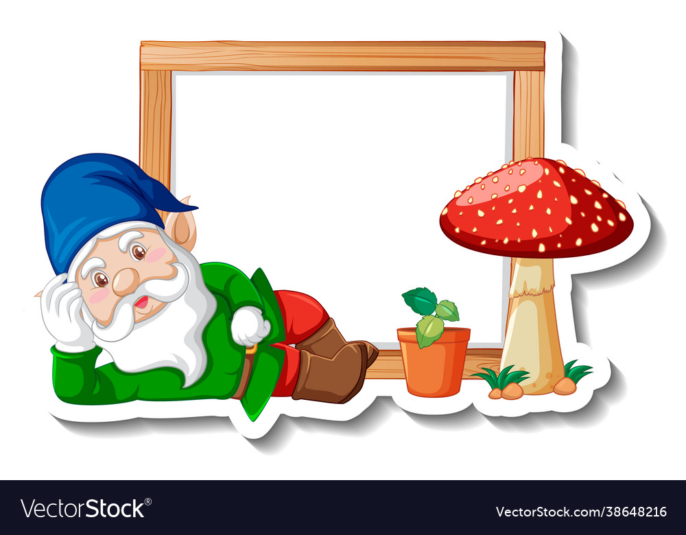 A sticker template with garden gnome or dwarf Vector Image