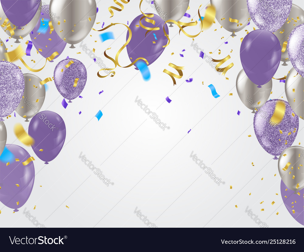 Birthday balloons template luxury shiny colorful Vector Image