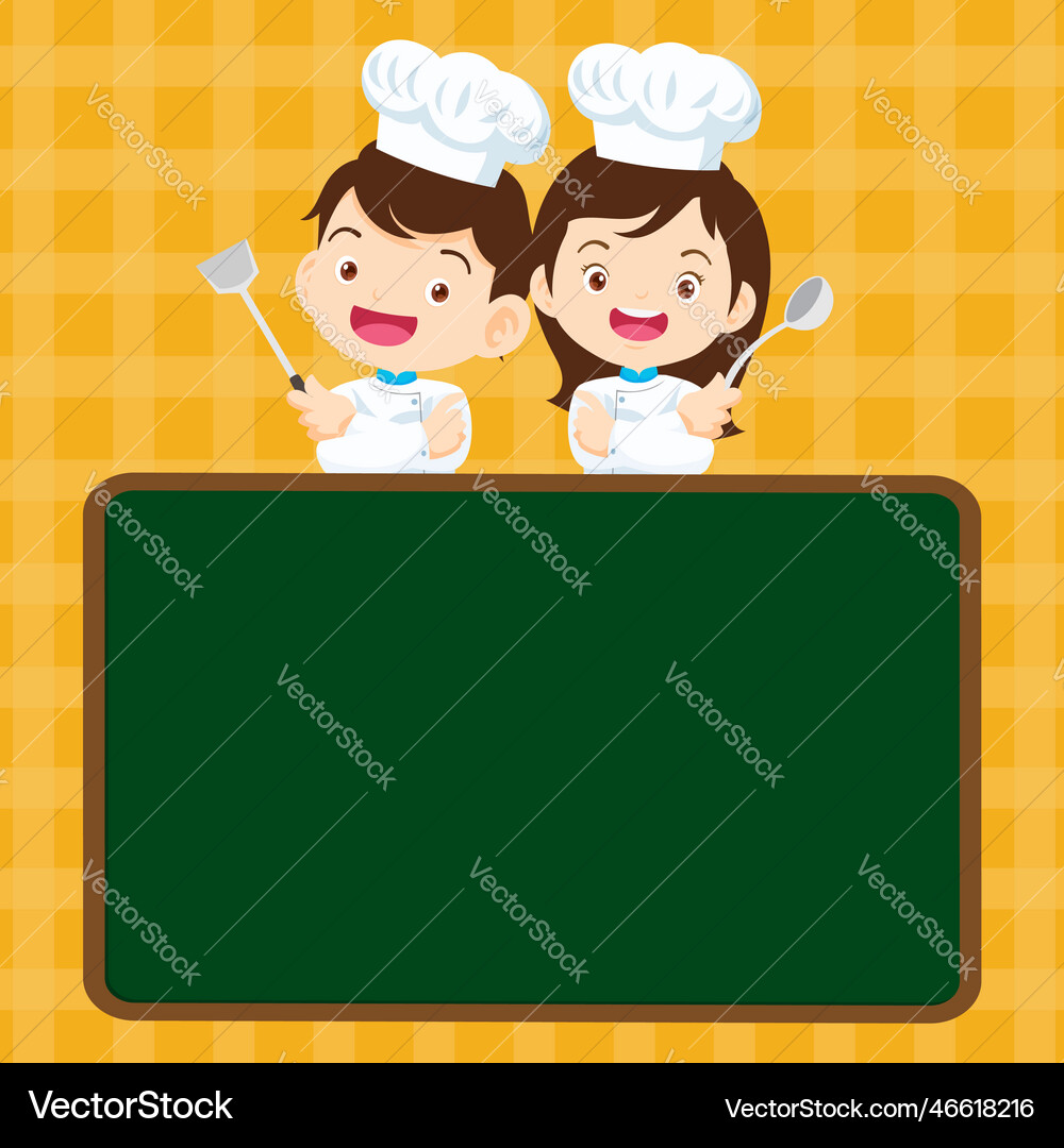 Cute little chef cooking meal menu 64 Royalty Free Vector