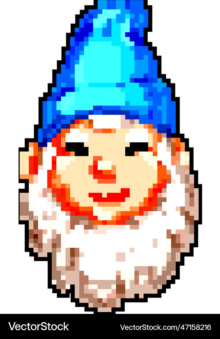 Dwarf garden gnome game pixel art Royalty Free Vector Image