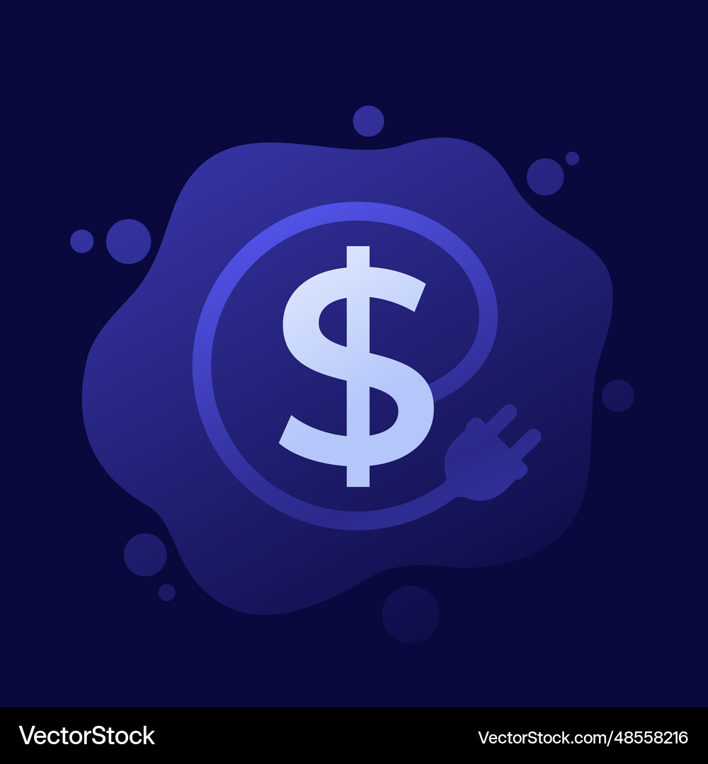 Electricity energy cost icon with a plug Vector Image