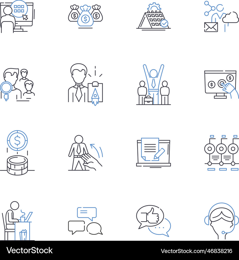 Employee progression line icons collection Vector Image