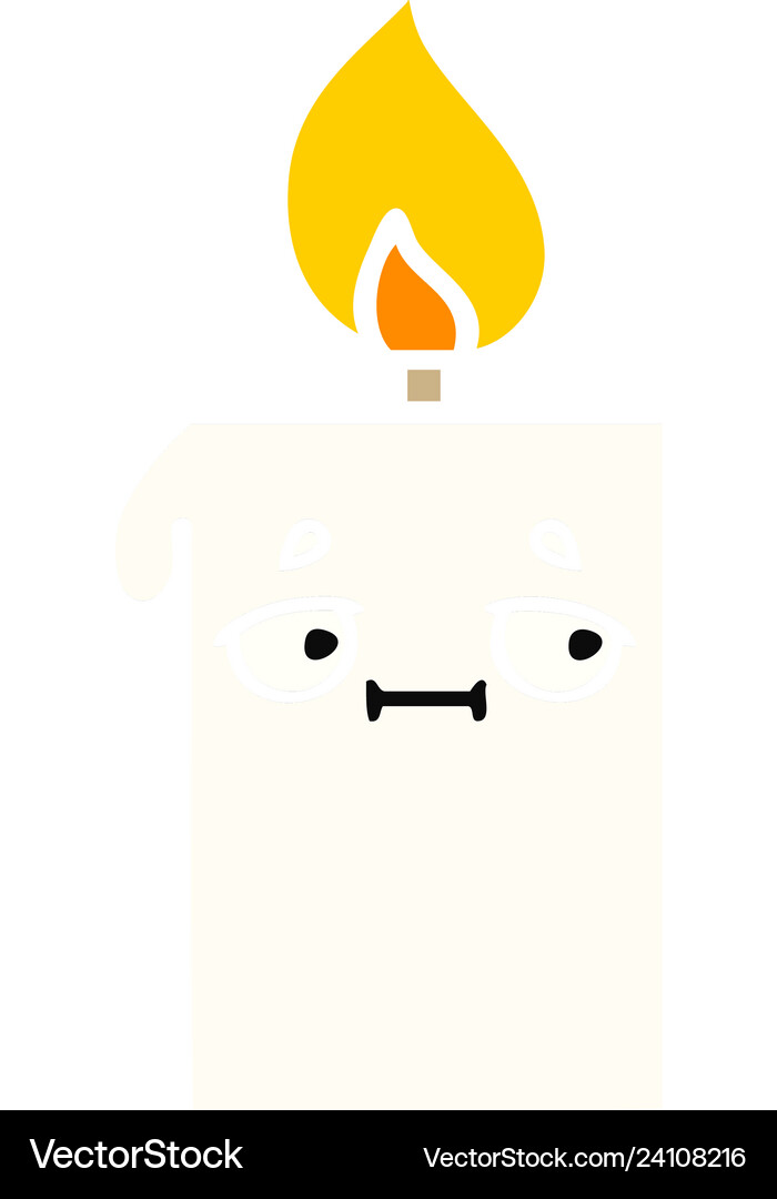 Flat color retro cartoon lit candle Royalty Free Vector