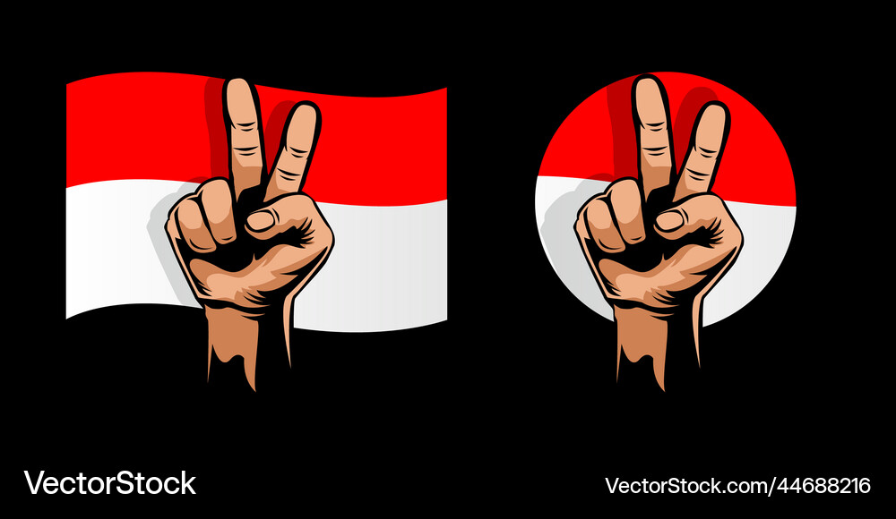 Indonesia flag with peace hand sign Royalty Free Vector