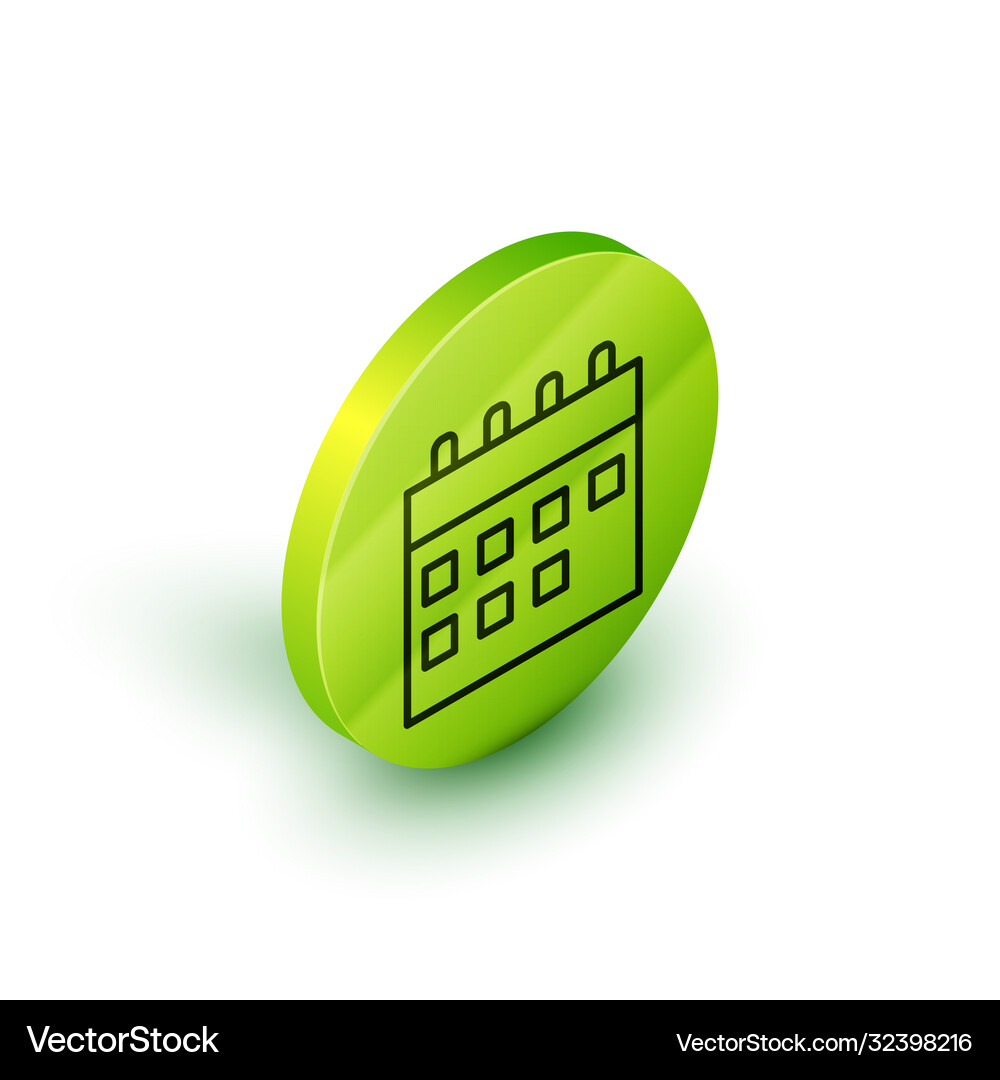 Isometric line calendar icon isolated on white Vector Image