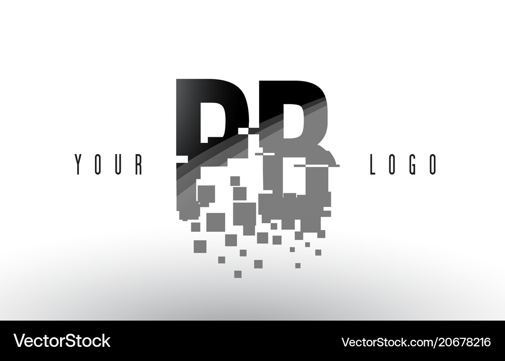 Pb p b pixel letter logo with digital shattered Vector Image
