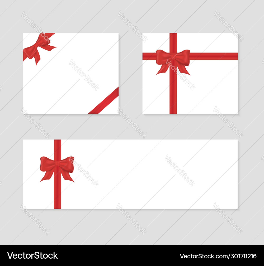 Set gift card with bow ribbon wrap gift Royalty Free Vector