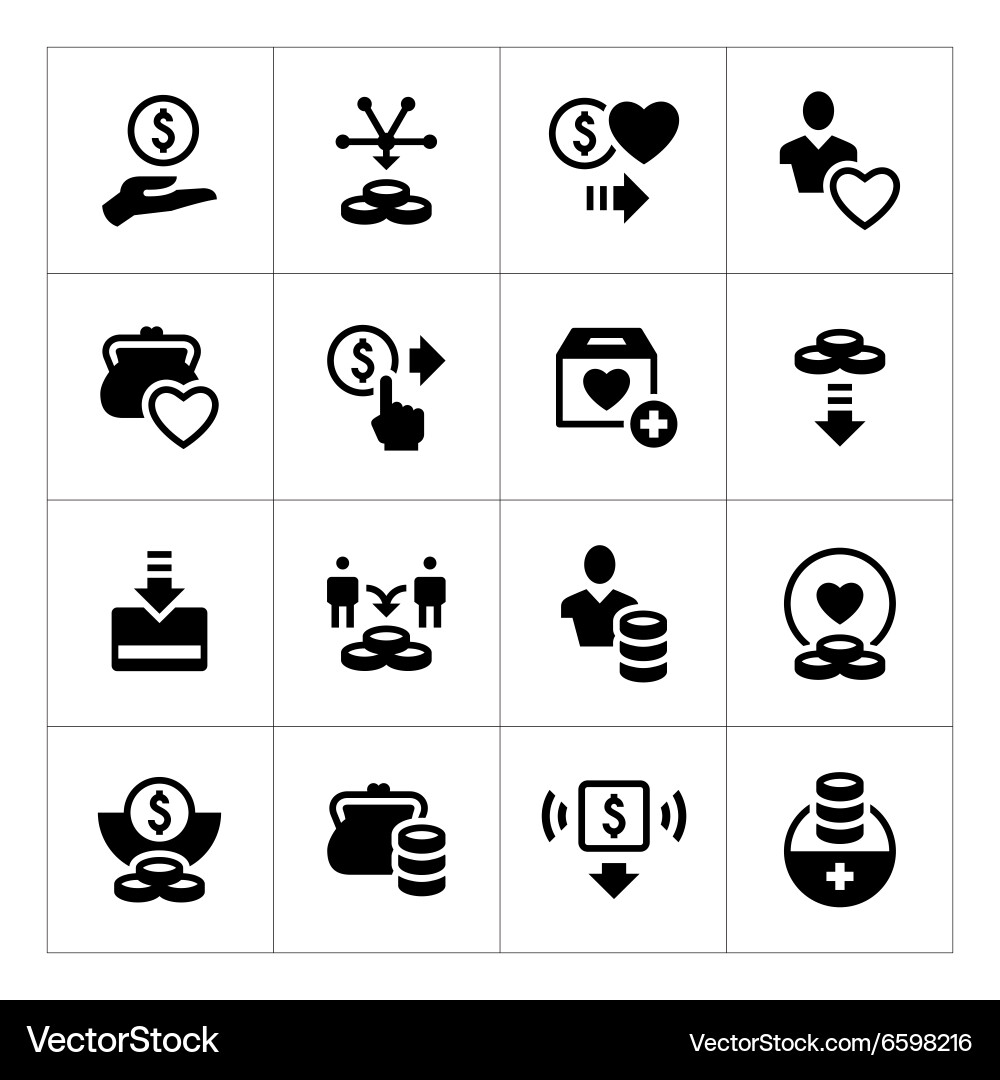 Set icons charity and donate Royalty Free Vector Image