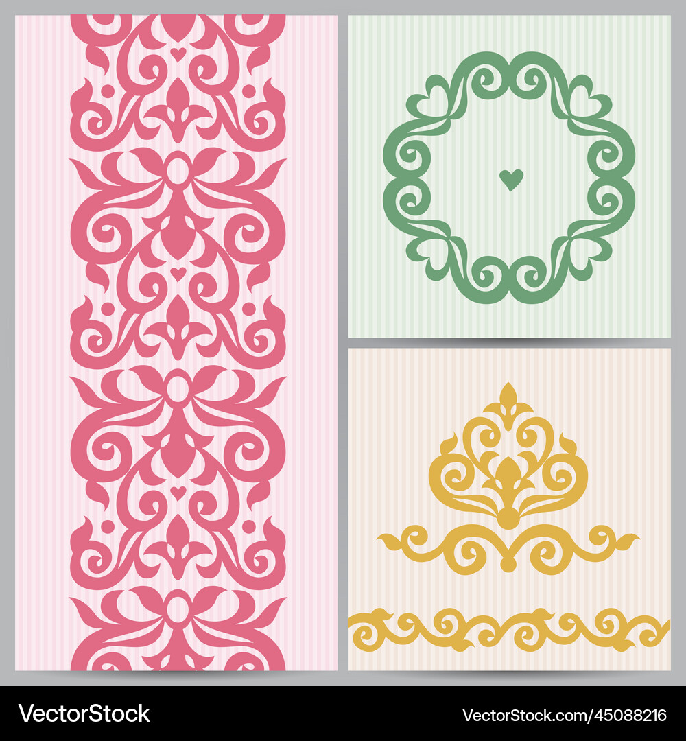 Vintage frame and seamless borders in victorian Vector Image