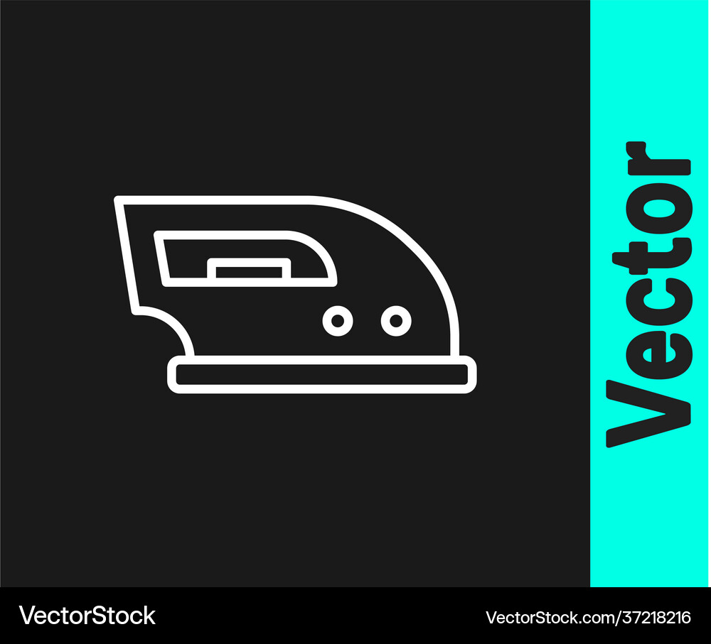 White line electric iron icon isolated on black Vector Image